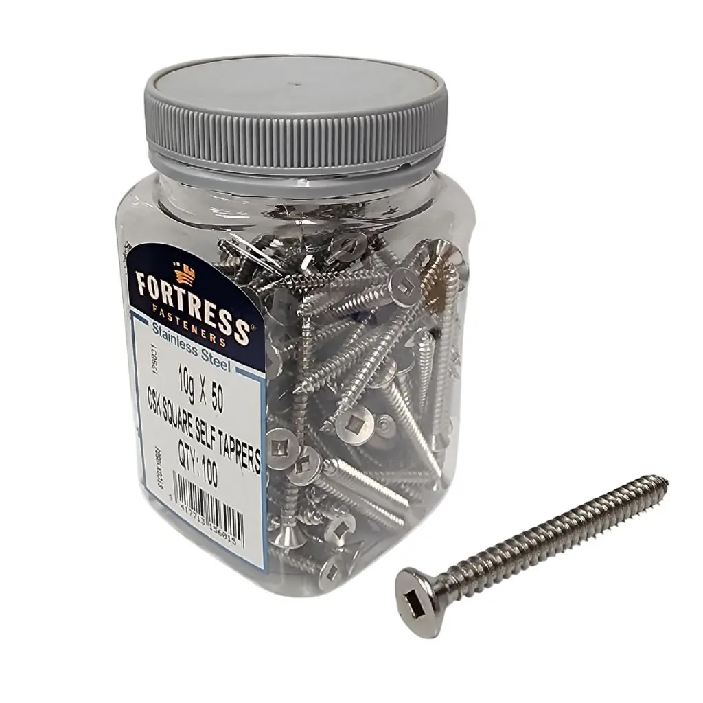 Fortress 10g × 50mm Square Drive SS Self-Tappers | WBS Henderson